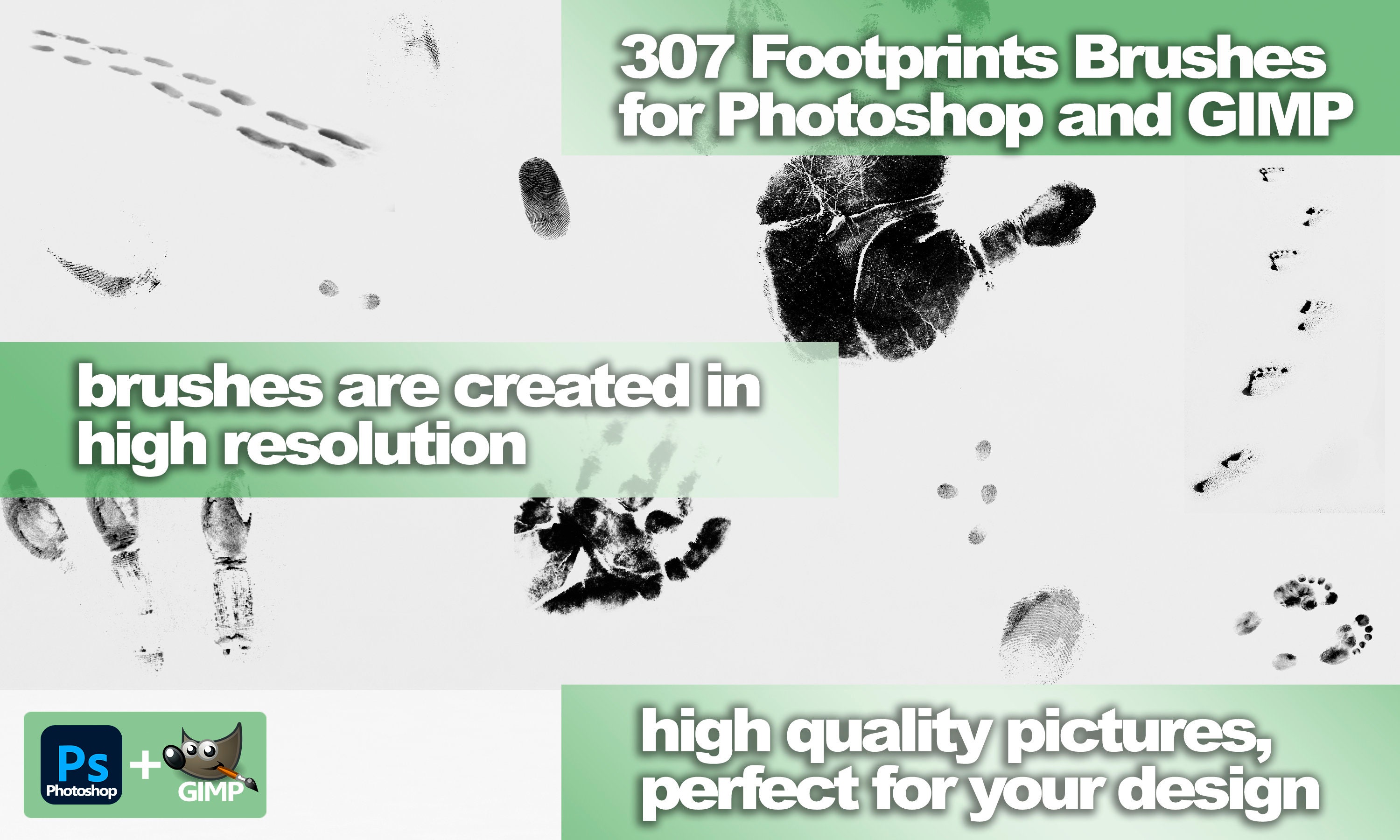Footprints Brushes, Fingerprints ABR, Hand Traces Overlays, Foot ...