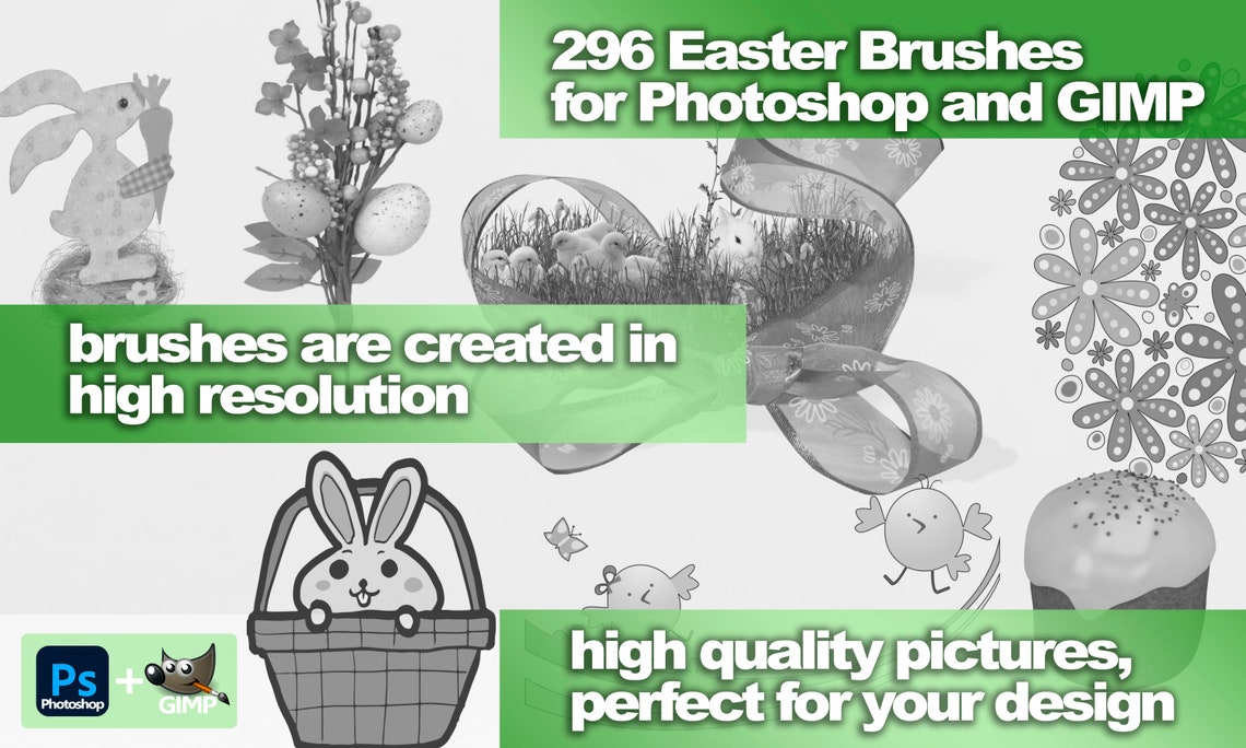 Easter Brushes, Digital Easter Bunny, Easter Eggs ABR Photoshop ...