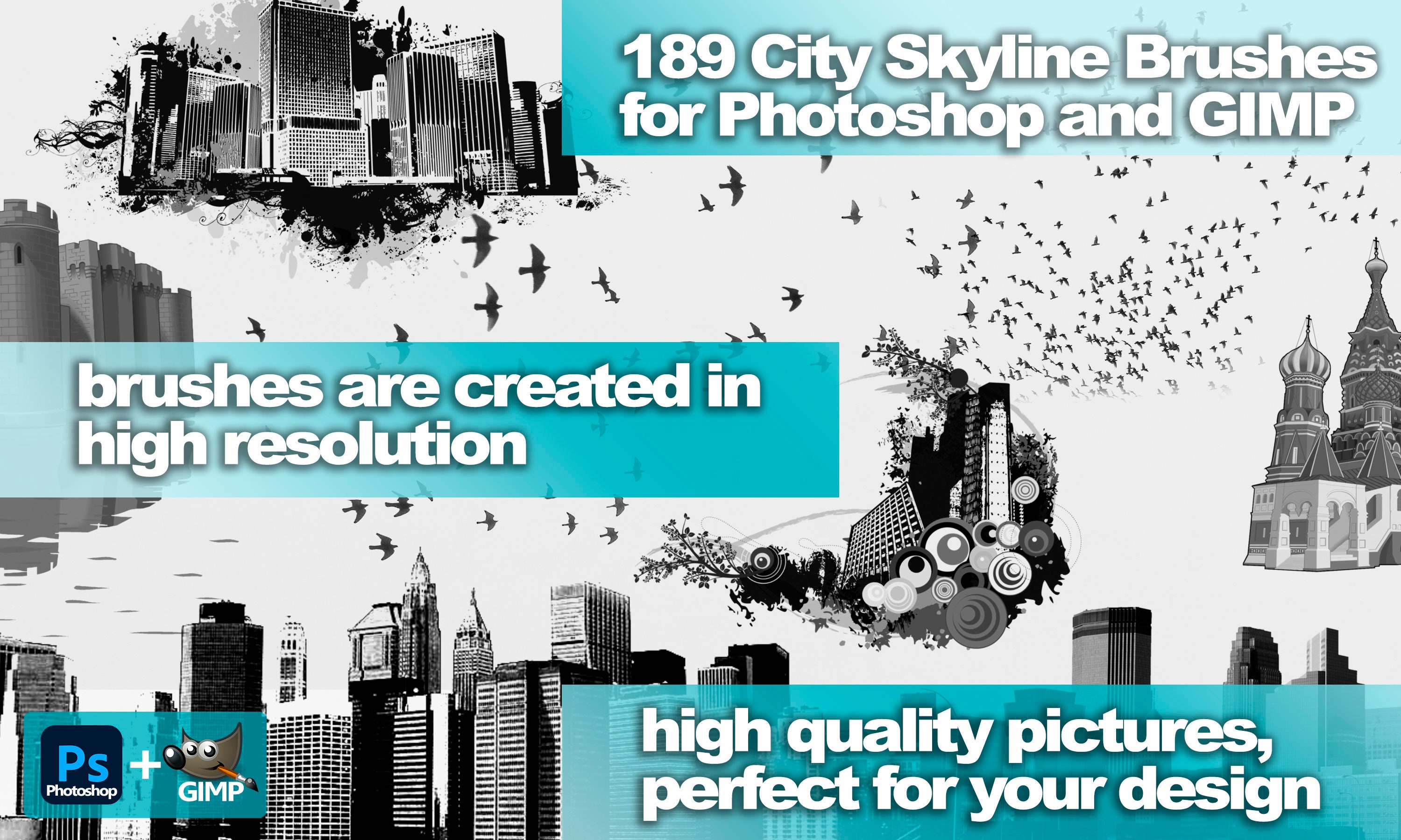 City Skyline Brushes – Urban Landscapes, Buildings & Architecture ABR ...