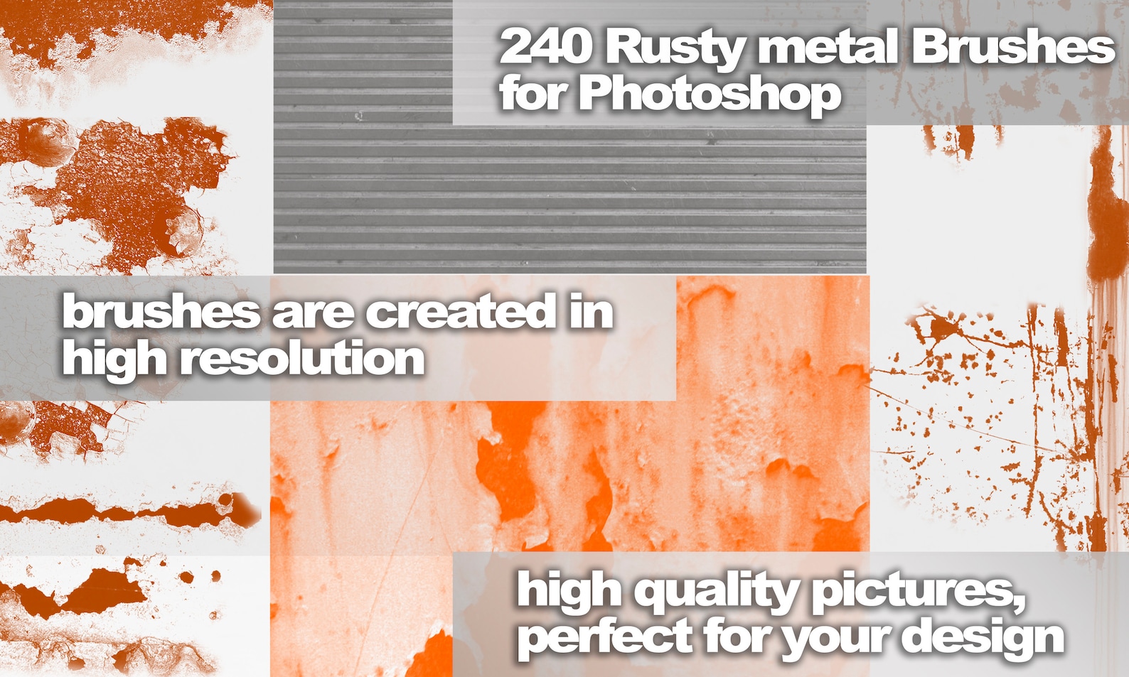 Metal Texture Brushes ABR | Rust, Grunge, Steel Overlays for Photoshop ...