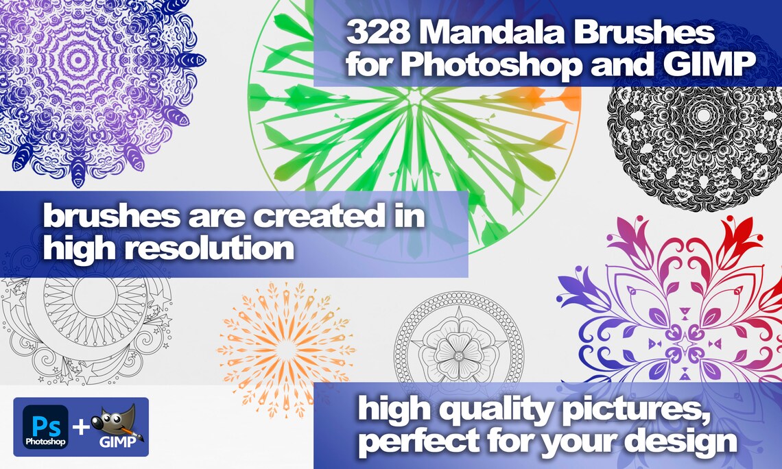 Mandala Brushes, Digital Patterns, Ornament ABR Photoshop, Decorations ...