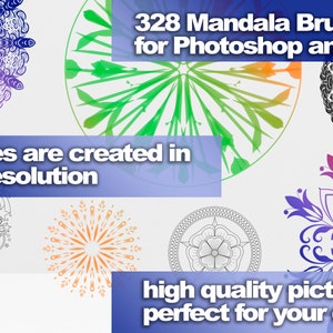 Mandala Brushes, Digital Patterns, Ornament ABR Photoshop, Decorations ...
