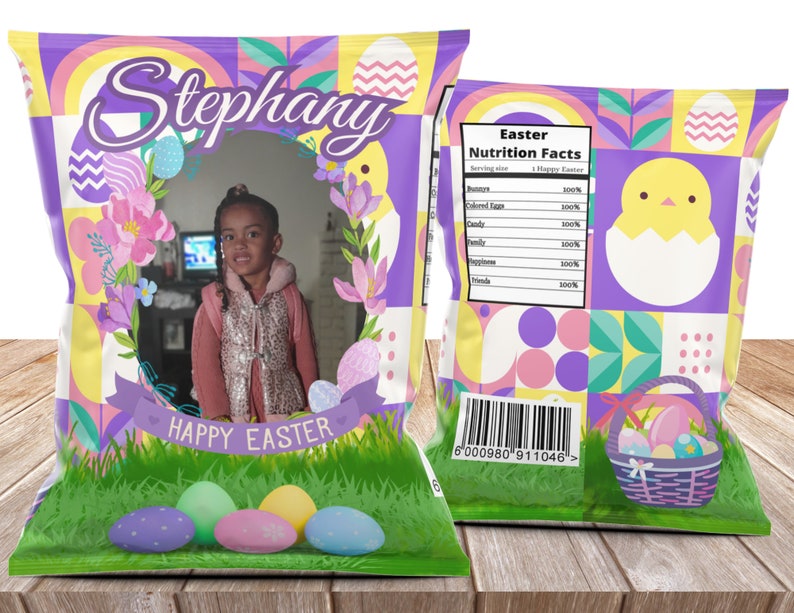 Editable DIGITAL DOWNLOAD Easter Chip Bag Favor Bag Wrapper Printable ...