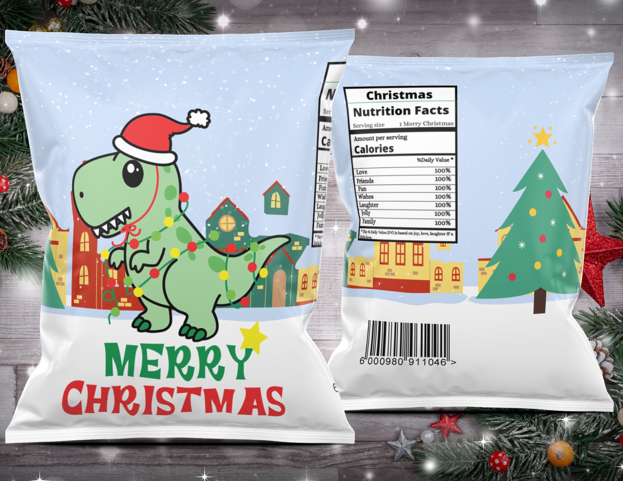 Digital Christmas Chip Bag Png File Christmas PNG, Dinasaur PNG ...