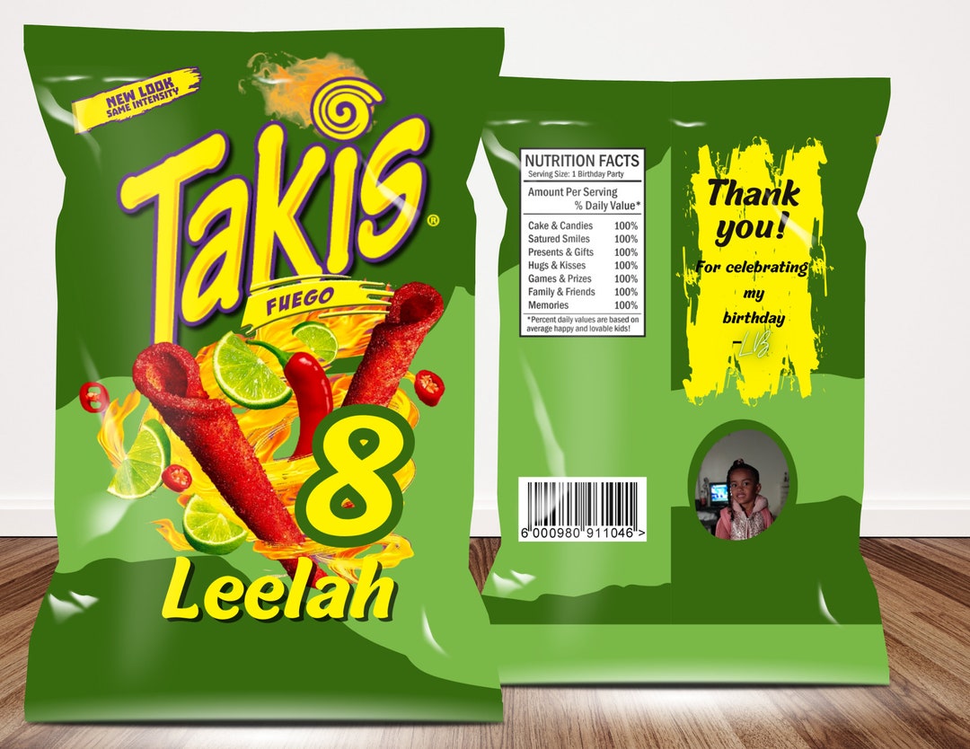 Green Takis Birthday Chip Bag Template - Etsy