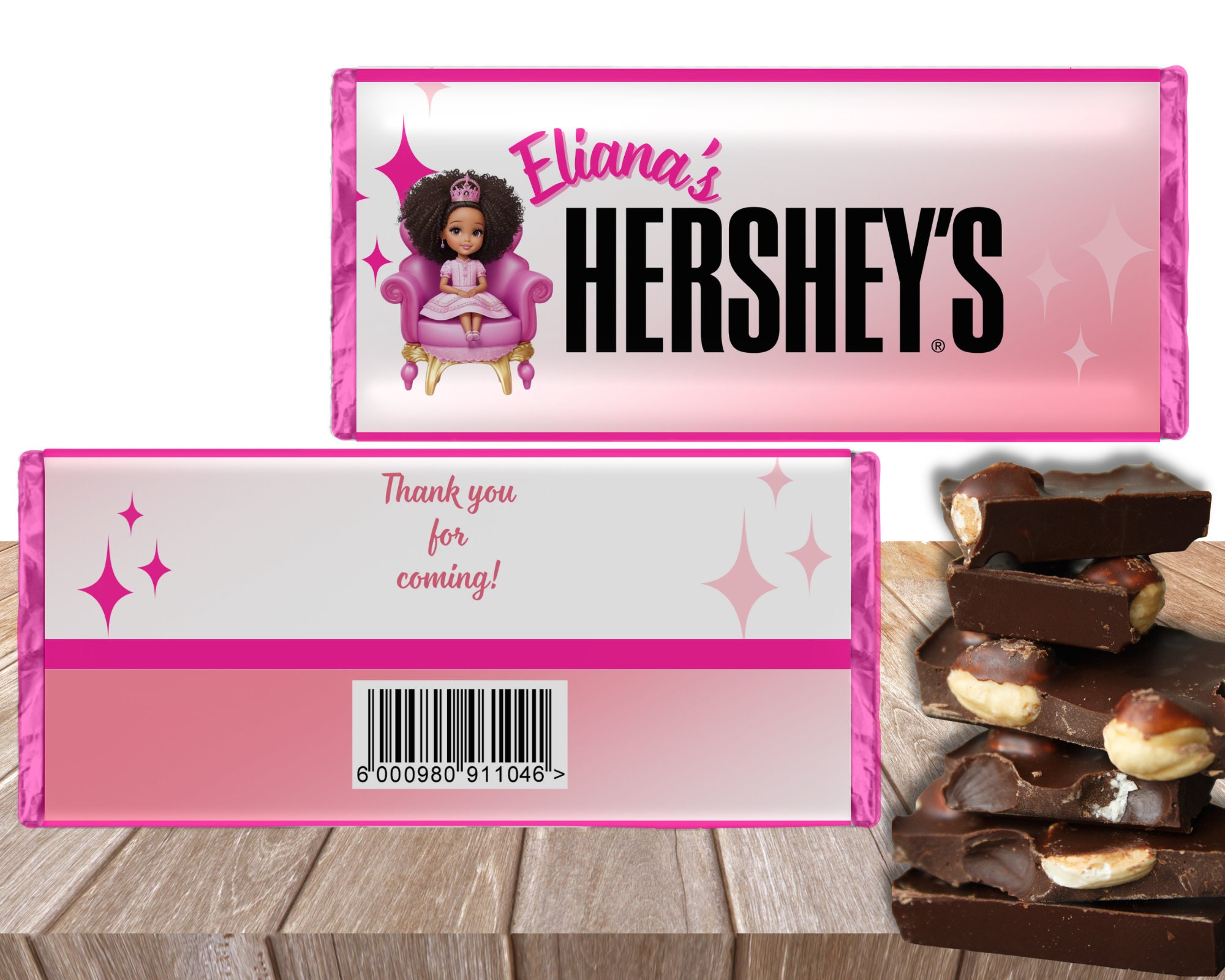 African American Chocolate Bar Wrapper Template Party Favors Editable ...