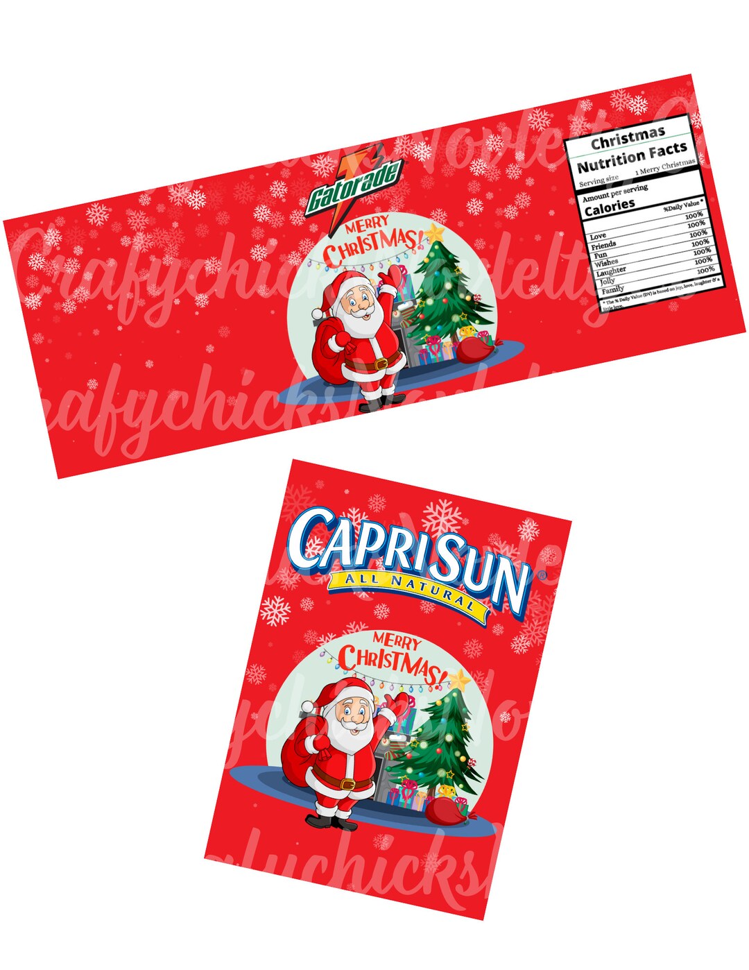 Christmas Capri Sun and Gatorade Label - Etsy