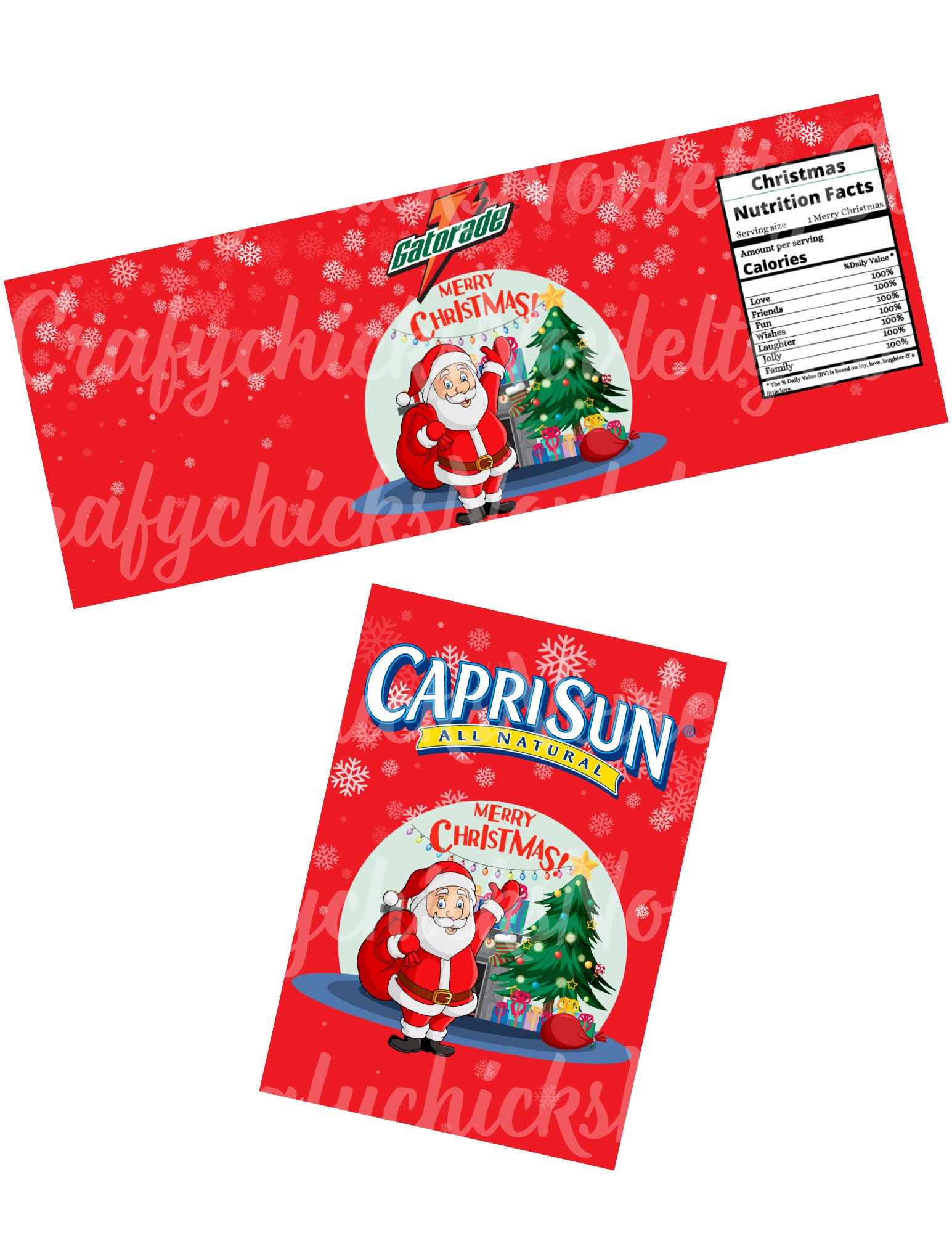 Christmas Capri Sun and Gatorade Label - Etsy