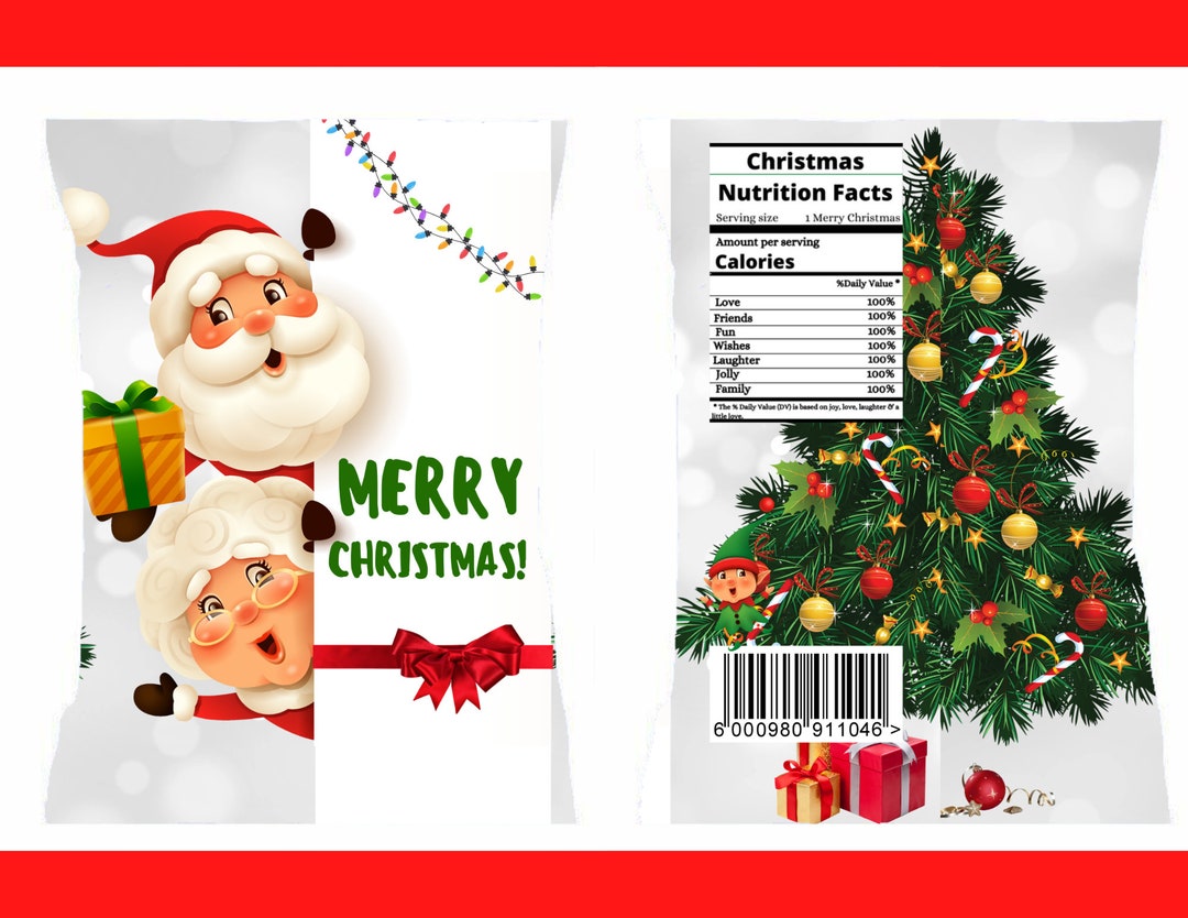 Christmas Chip Bag Template - Etsy