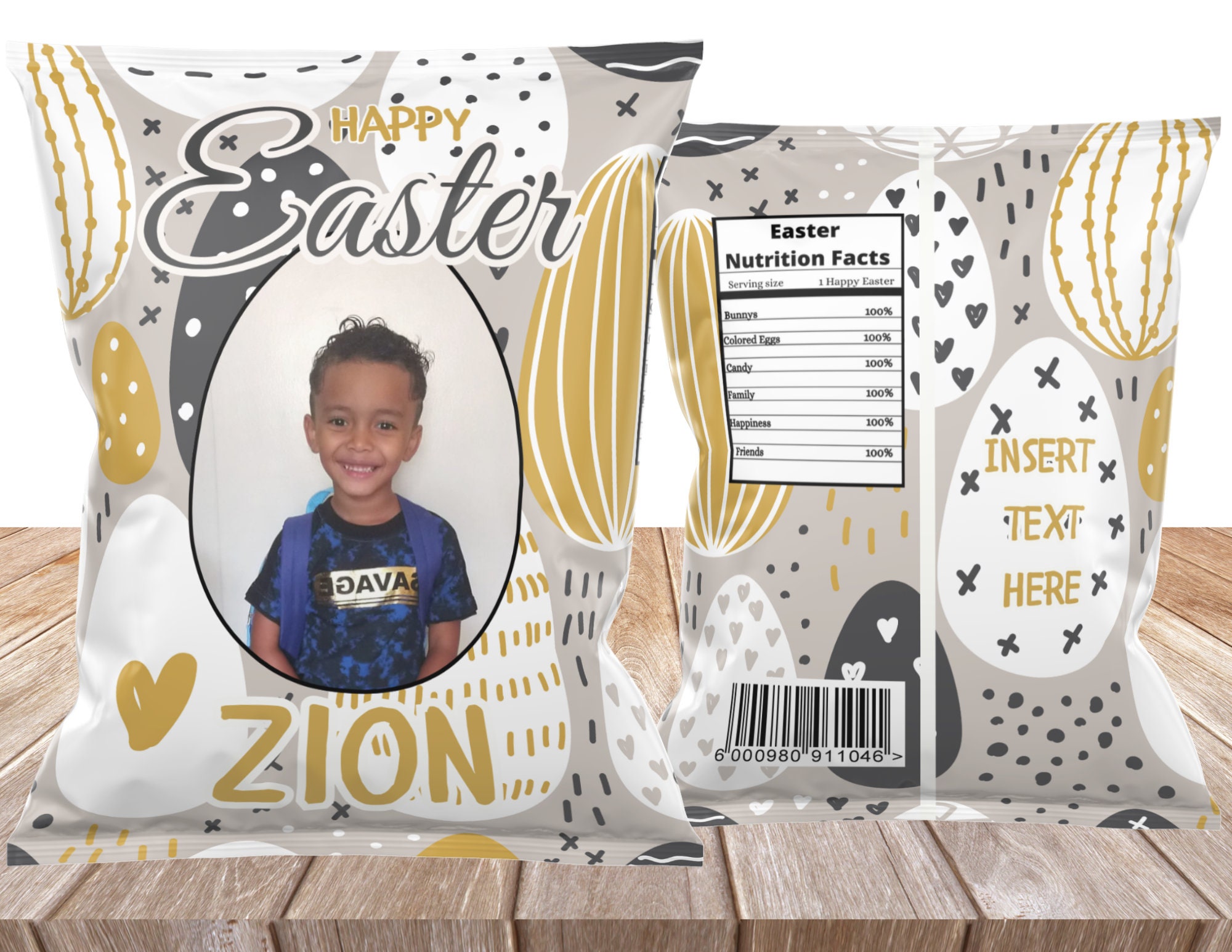 Editable DIGITAL DOWNLOAD Easter Chip Bag Favor Bag Wrapper Printable ...