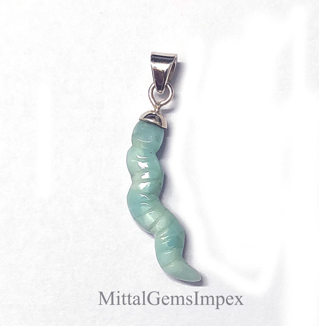 LARIMAR Amazing Genuine Hand Carved Larimar Stone Skink Shape Pendant ...