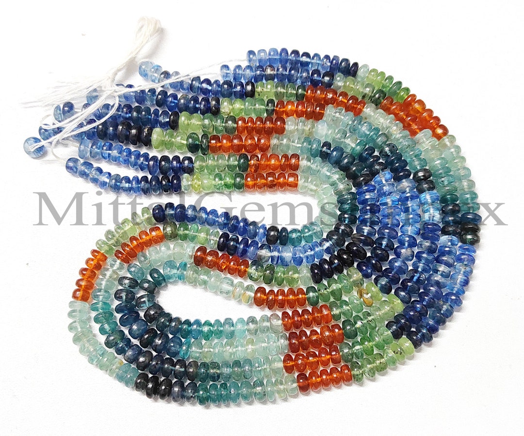 Multi Kyanite Natural Smooth Rondelle Gemstone Beads, Multi Kyanite ...