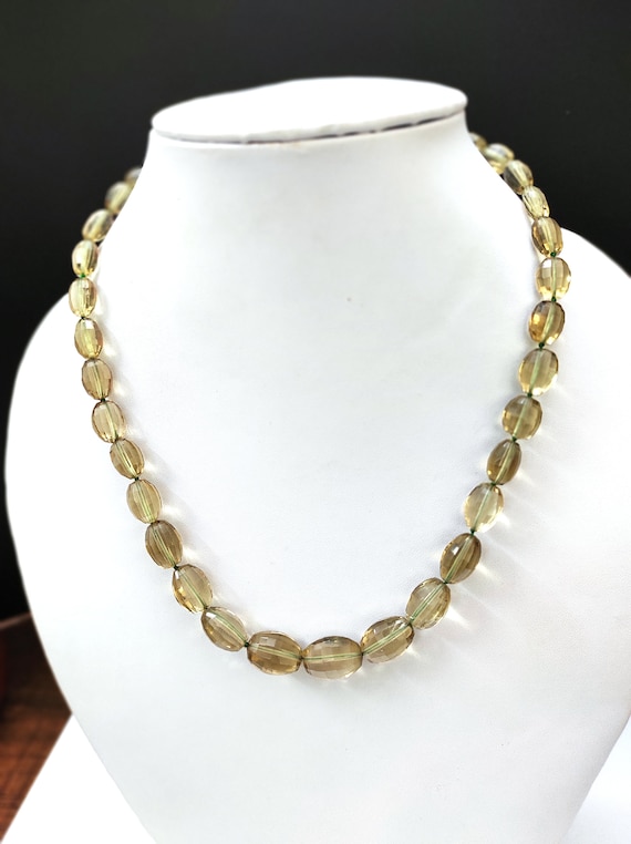 Olive Quartz Step Cut Oval Shape Beads Natural Hand Knotted - Etsy