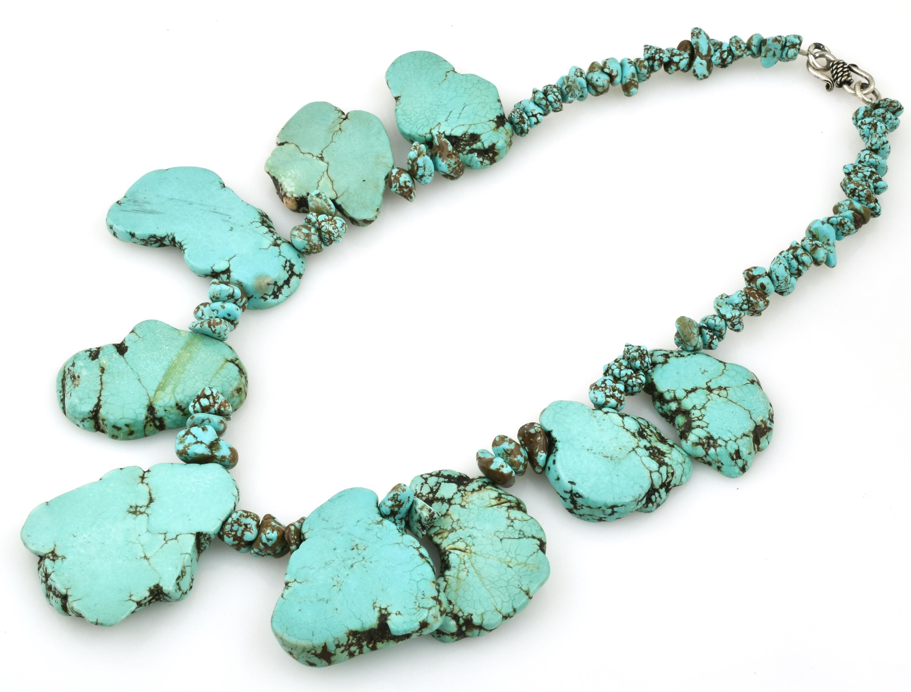Ready to Wear Turquoise Flat Slab and Chips Necklace, Turquoise ...