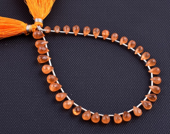 Natural Orange Sapphire Drops Shape Beads Faceted Orange - Etsy