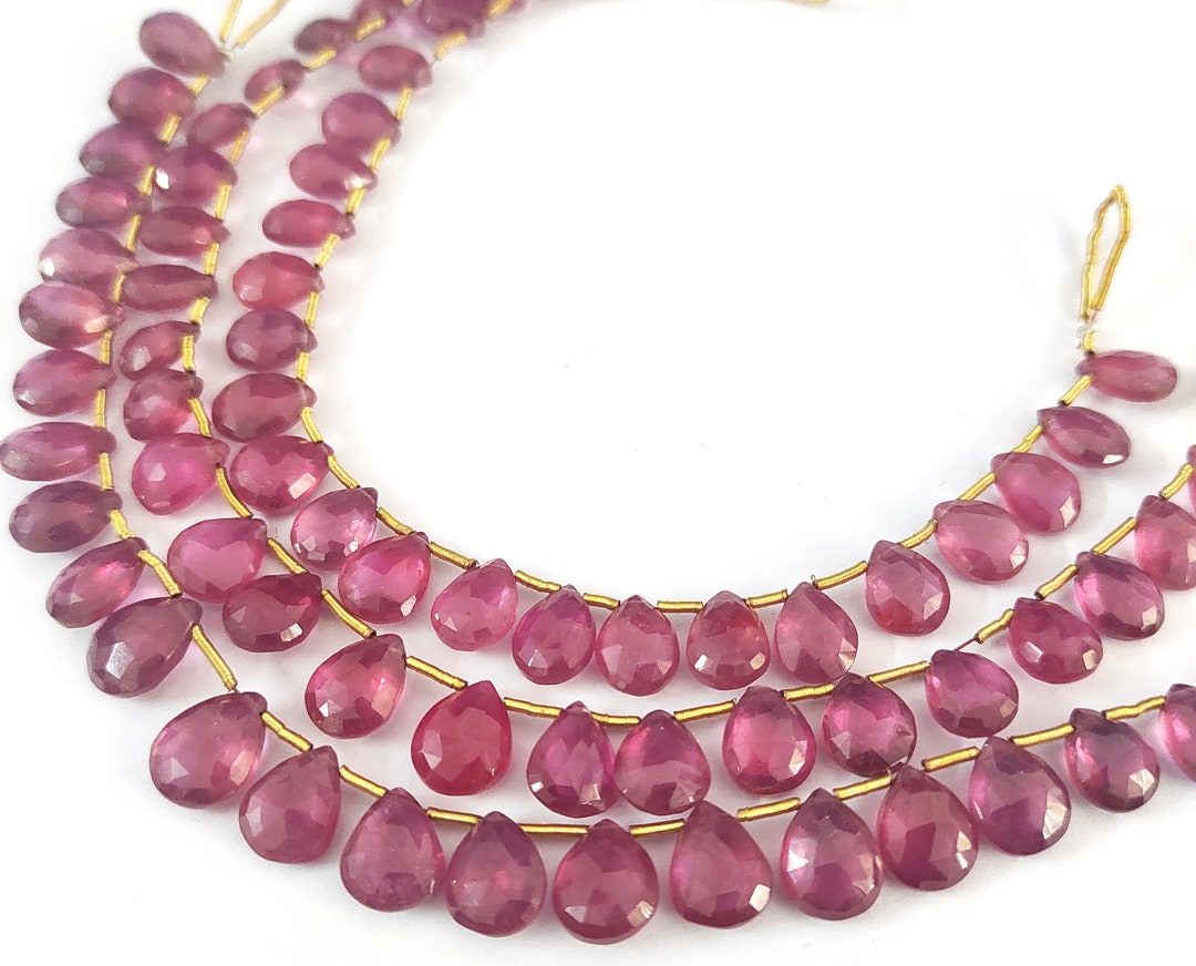 Ruby Pear Briolette Beads, Ruby Briolette, Faceted Pear Briolette ...