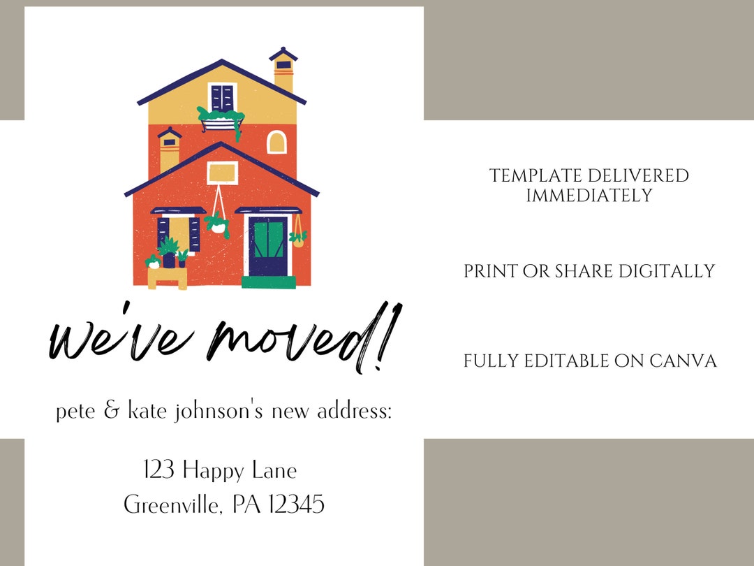 Address Change Announcement Template | Home / House Digital Download - Etsy
