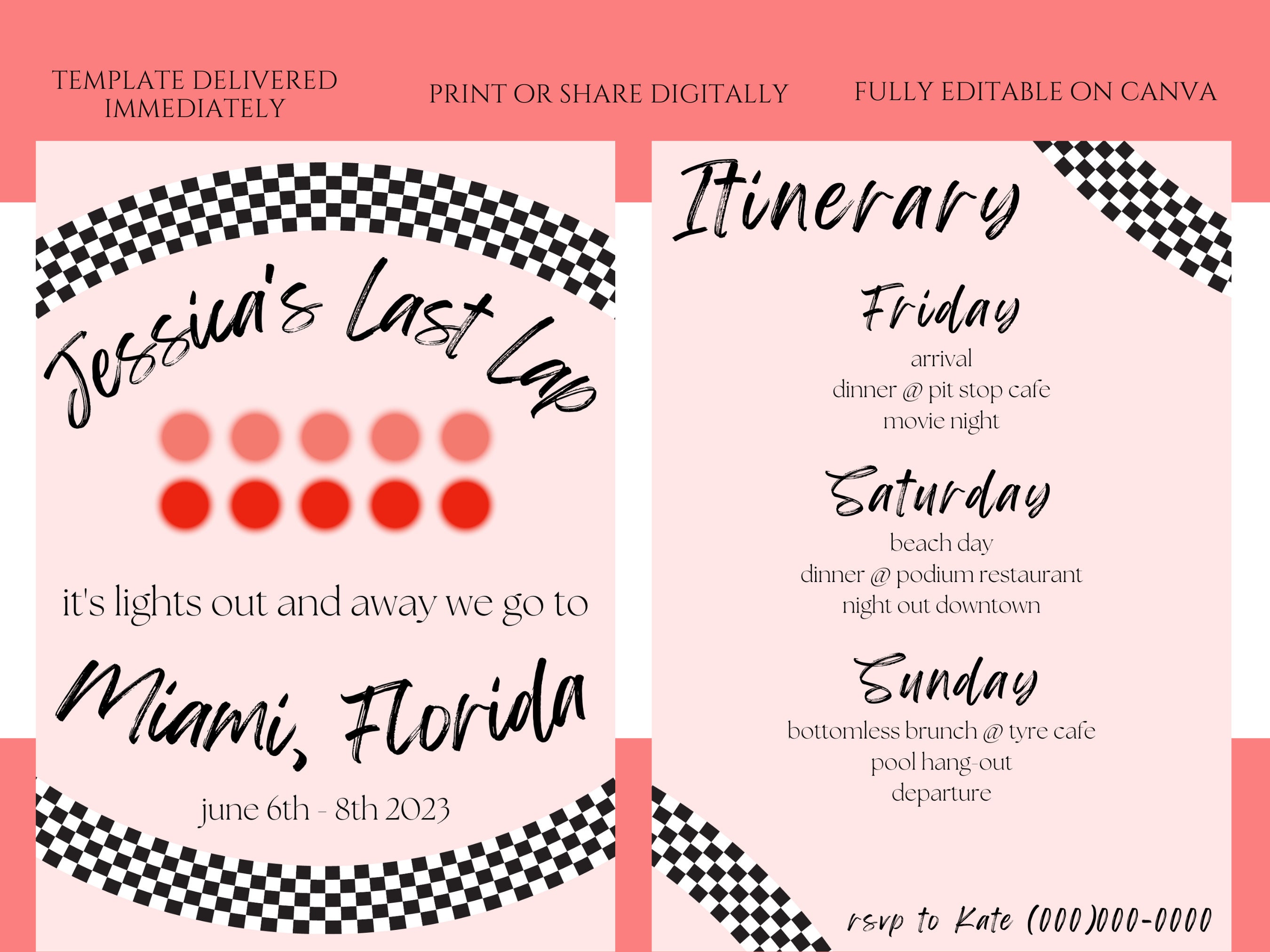 F1 Bachelorette Hen Do Theme Itinerary Template Formula One, Racing ...