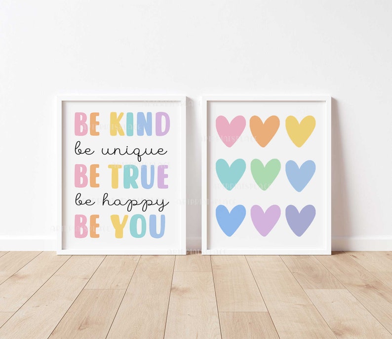 Affirmation Prints Hearts Nursery Decor Girls Positive Wall - Etsy UK