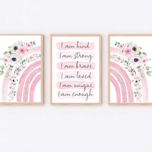 Girls Room Wall Art, Watercolour Rainbow, Positive Affirmation, Tween ...