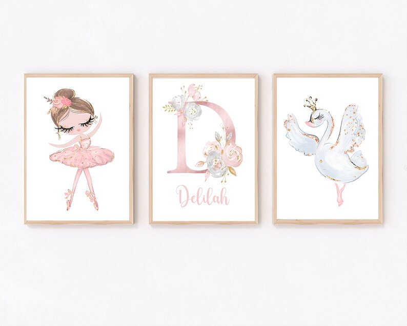 Girls Ballet Prints Ballerina Prints Pink Swan Pretty | Etsy