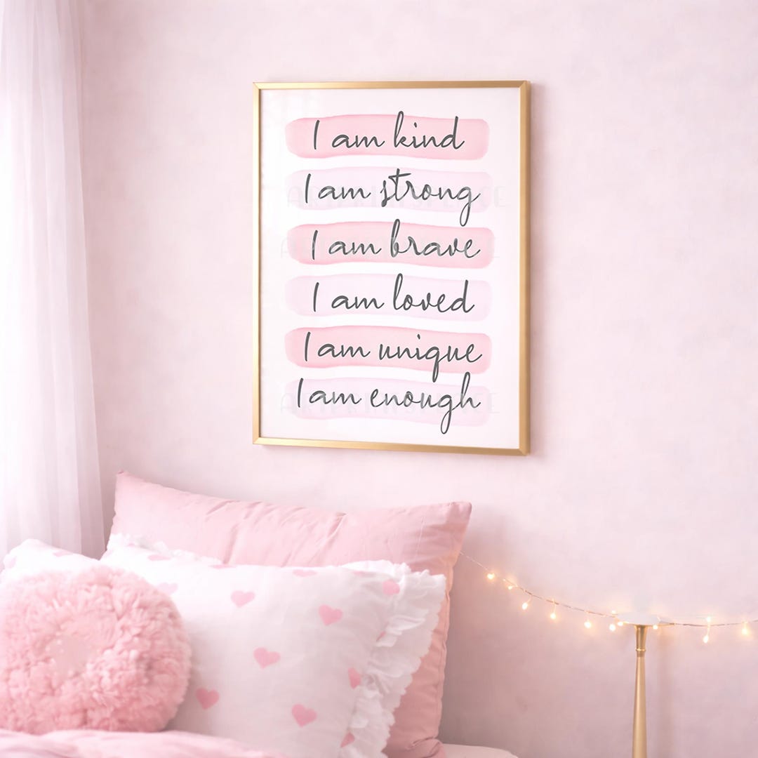 Girls Affirmation Poster – Pink Watercolor Print, Tween Teen Decor - Etsy