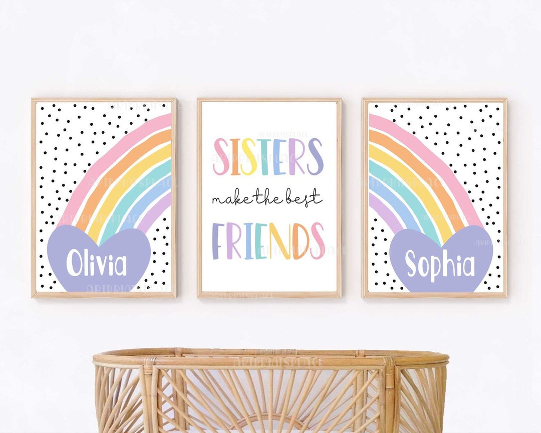 Sisters Bedroom Prints, Shared Bedroom Wall Art, Twins, Rainbow Girls ...