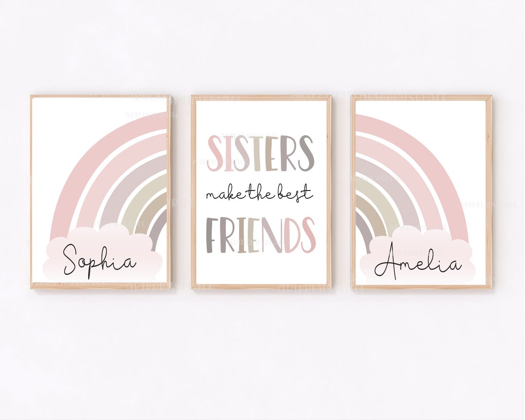 Sisters Room Prints Siblings Posters Set of 3 Prints Boho - Etsy