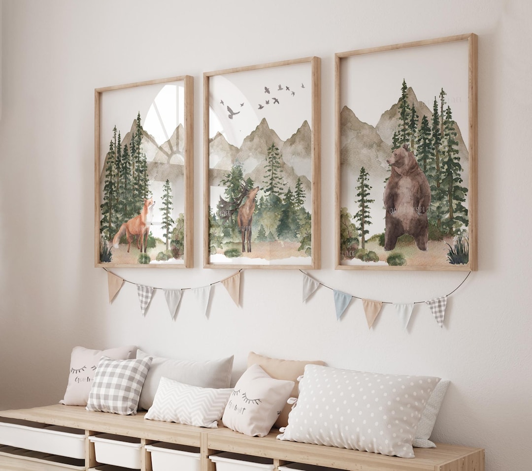 Adventure Nursery Wall Art - Mountain and Forest Animal Prints - Baby ...
