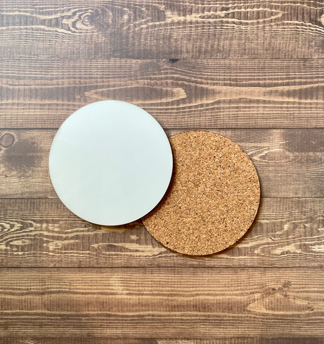 3.75" Gloss White Unisub Hardboard Round Coaster With Cork Back ...