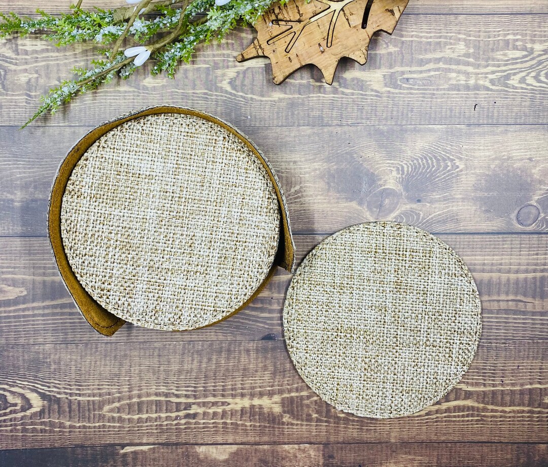 4" Sublimatable Burlap Round 6-coaster Set/sublimation Coasters/drink ...
