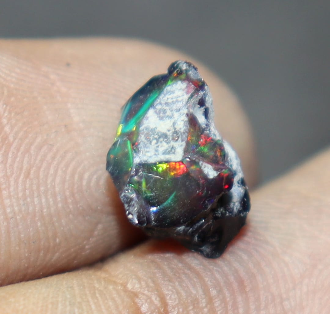 Black Ethiopian Opal Rough: Rainbow Fire Gemstone (10x9x5mm) - Etsy