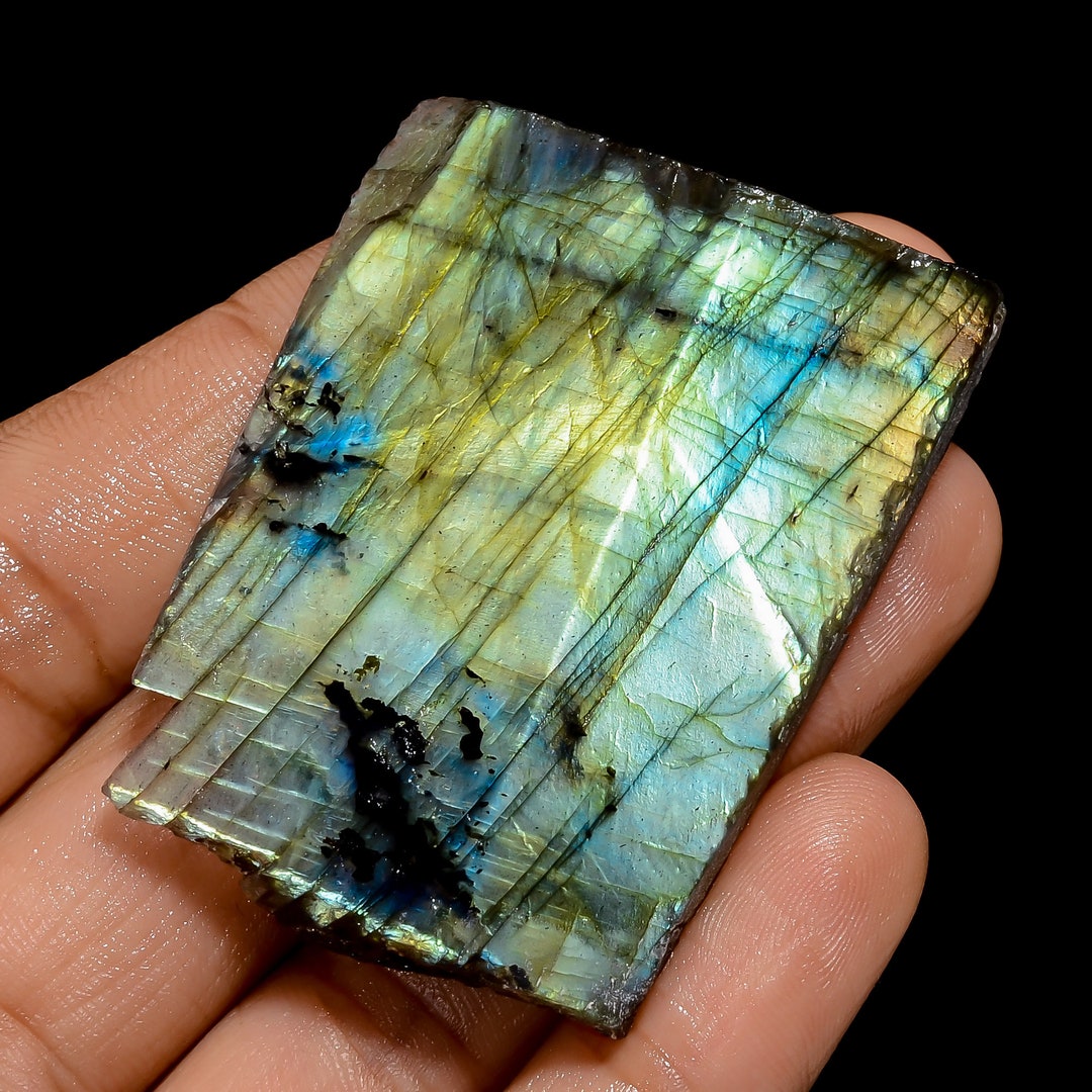 Labradorite Gemstone Slice: Fancy Shape Loose Stone (49X37X8 Mm) - Etsy