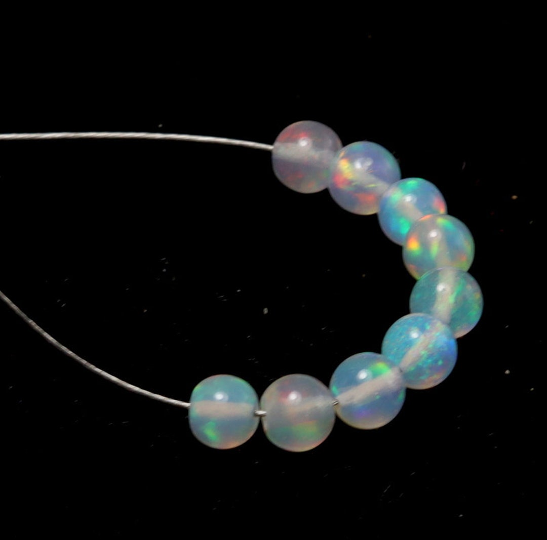 10 Pcs Ethiopian White Opal Round Sphere Ball Beads Opal Balls Beads ...