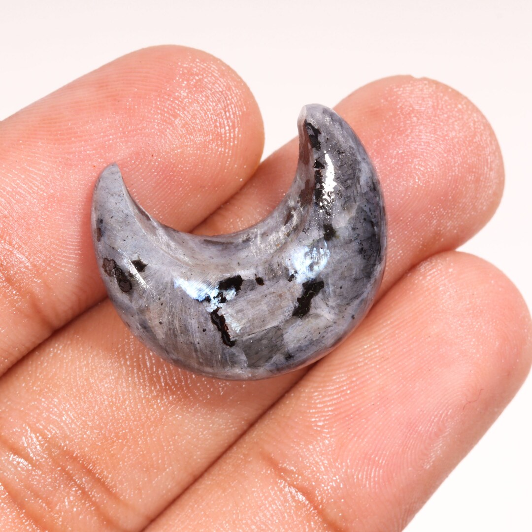 Larvikite Gemstone Rainbow Moon Moon Shape Cabochon Loose Gemstone for ...