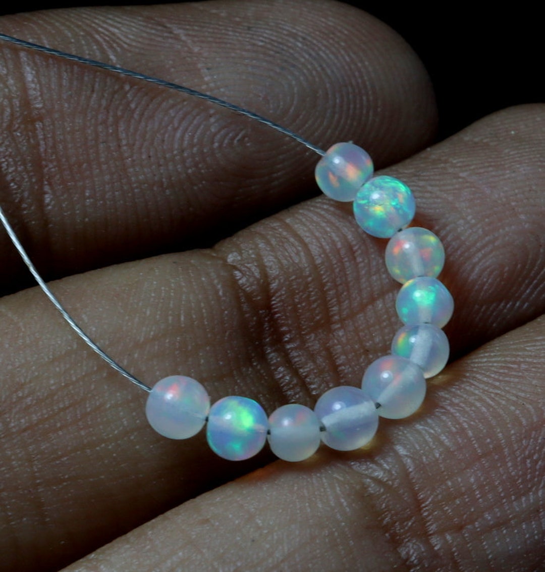 10 Pcs Ethiopian White Opal Round Sphere Ball Beads Opal Balls Beads ...