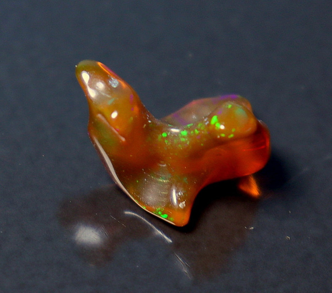 Mexican Opal Pendant: Polished Rough Gemstone, Rainbow Fire (15x11x9mm ...