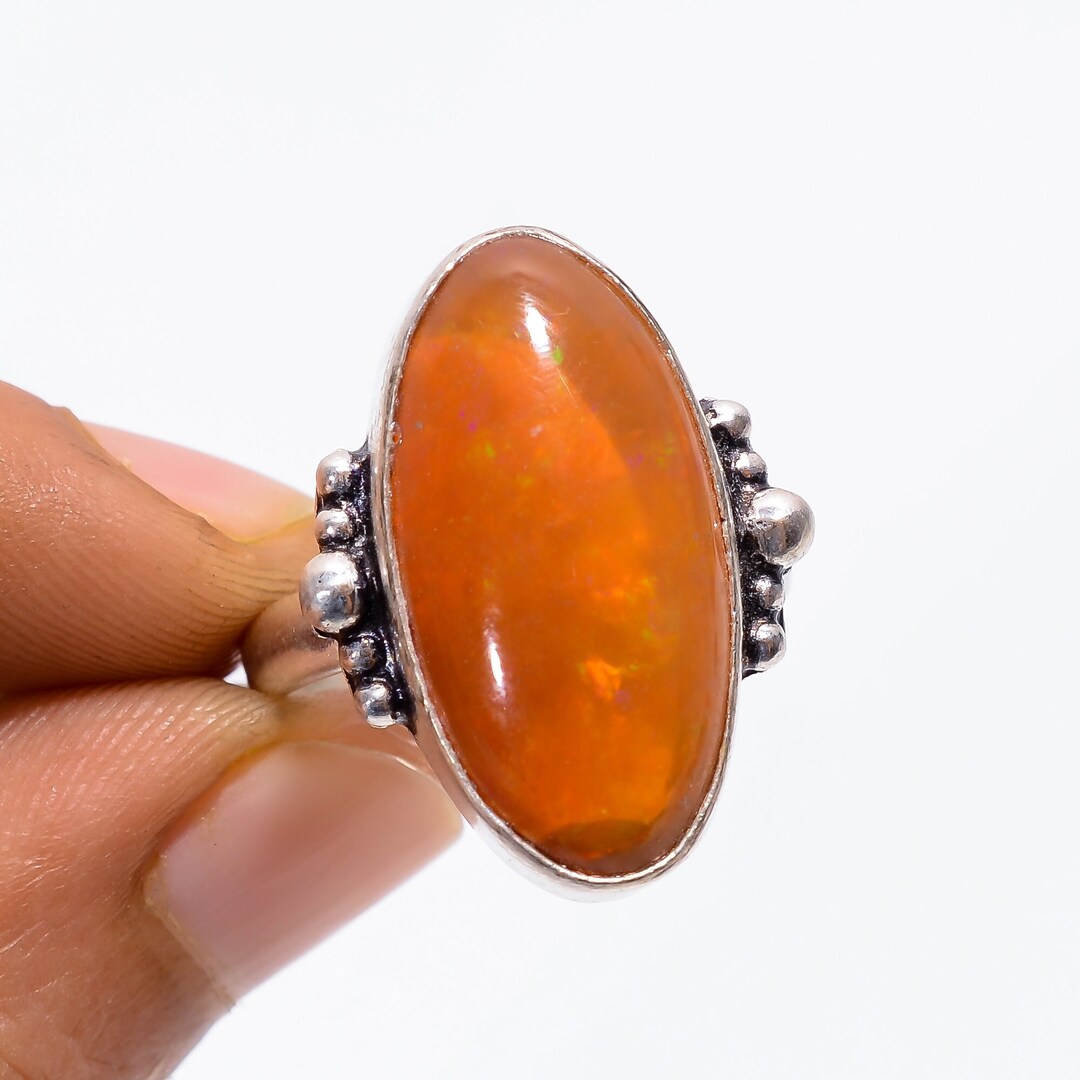 Brown Ethiopian Oval Vintage Style Handmade Jewelry 925 Sterling Silver Ring 8 US 5.5 Gms. A-165 ...