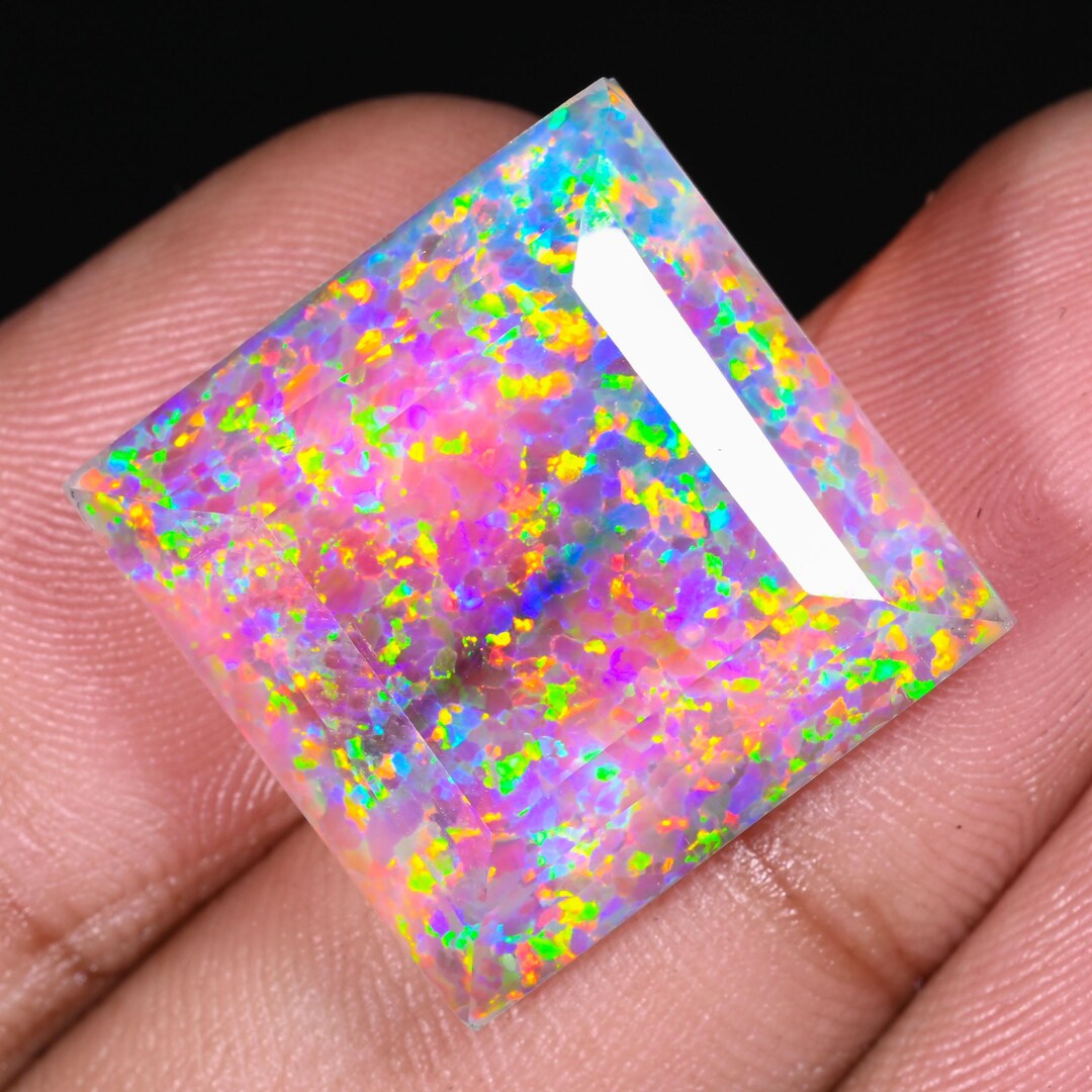 Aurora Opal Gemstone Square Shape Faceted Loose Gemstone for Making ...
