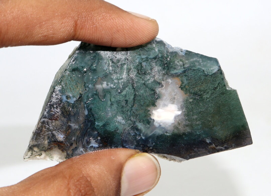 239 Cts 76x35x9mm Rough Moss Agate Stones Raw Moss Agate Rough Agate ...