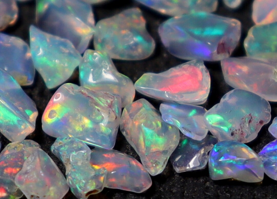 100 Pcs Natural Ethopian Opal-multi Fire 3 TO 5MM Size-rough Gemstone-opal Rough-ethopian Welo ...