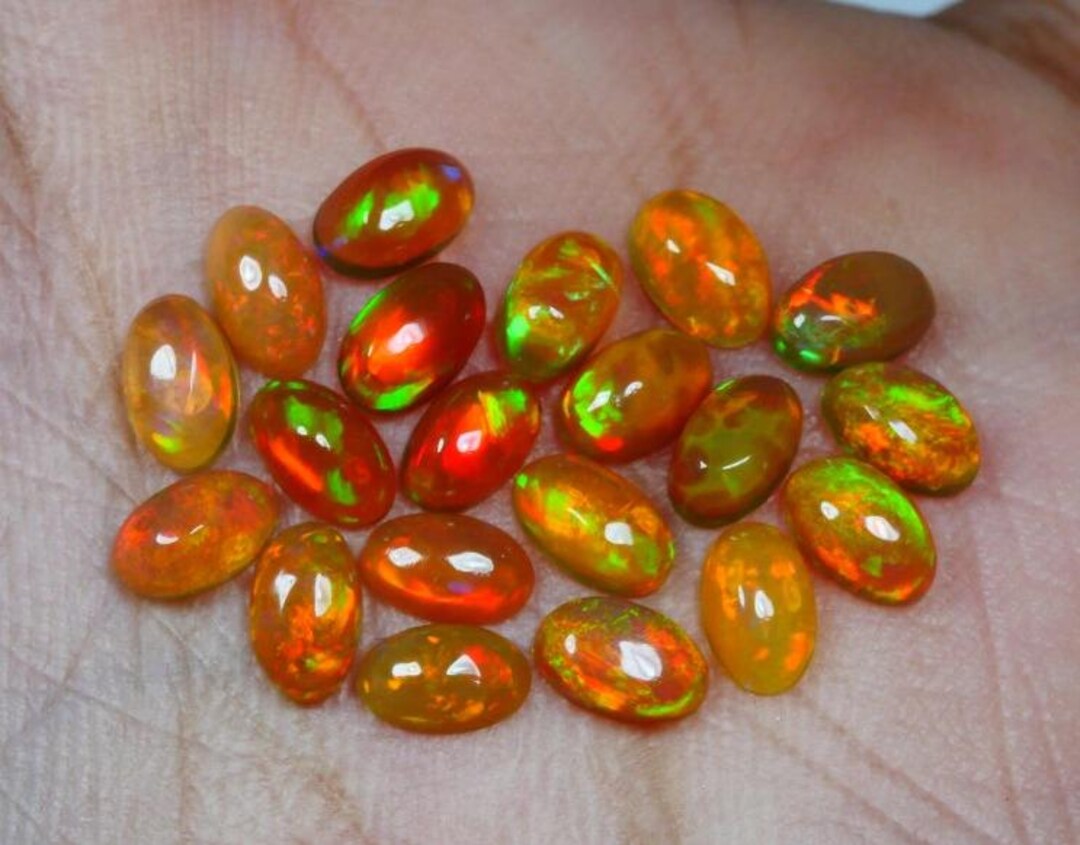 20 Pcs Natural Mexican Fire Opal Cabochon Lot: AAA Grade Welo Opal ...