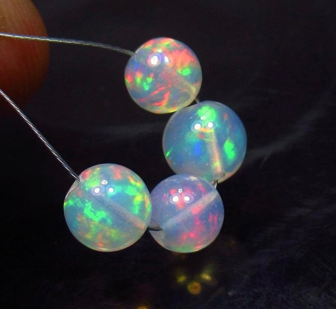 5 Pcs Opal Balls Beads, Loose Opal Balls, Natural Ethiopian Opal, Round ...