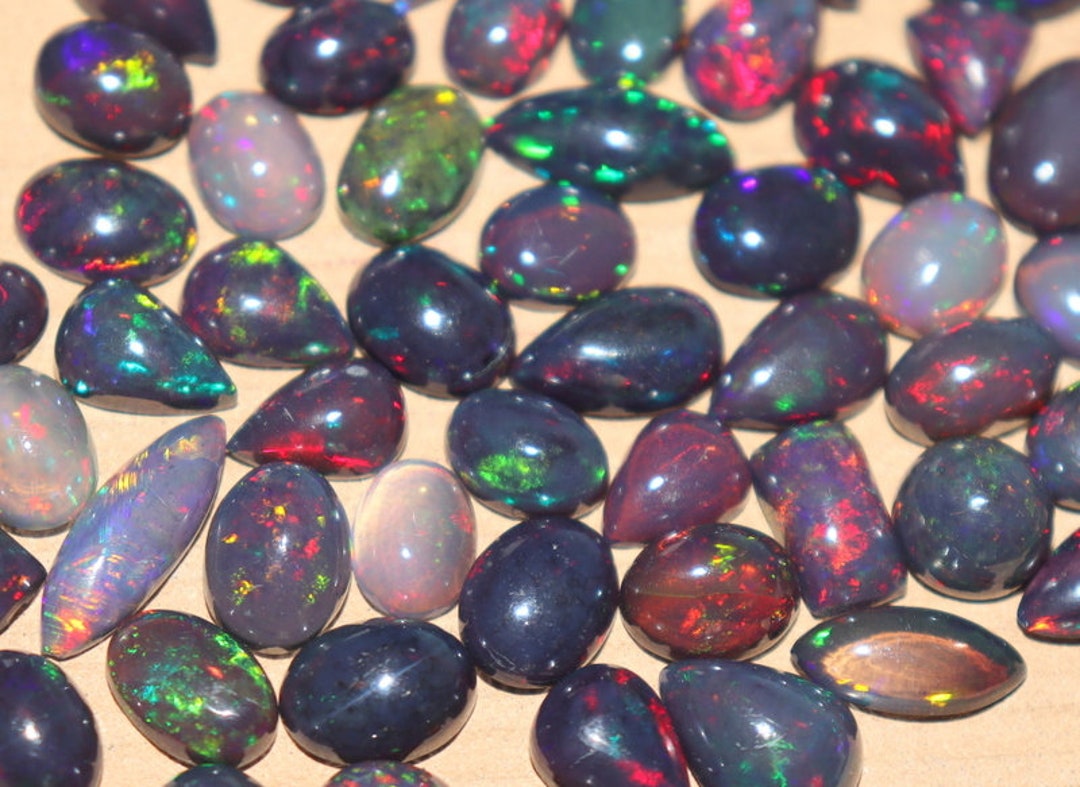 1000 Carat Lot Black Ethiopian Play of Colors Rainbow Opal Natural ...