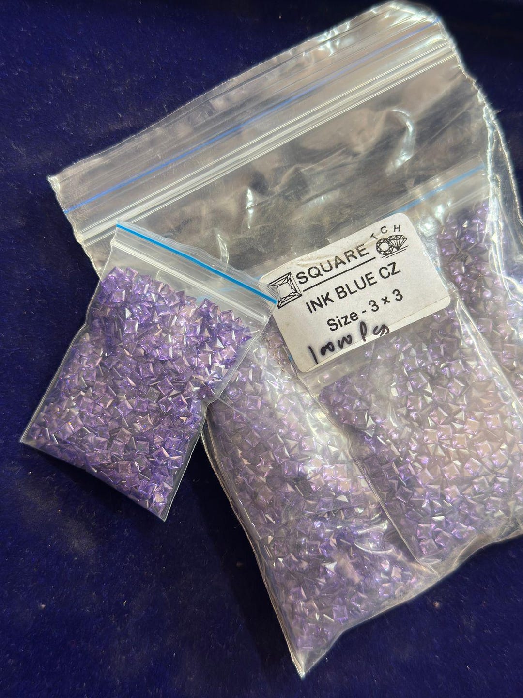 10000 Pcs 3mm Blue Ink Square Shape Cubic Zirconia, Loose Faceted ...