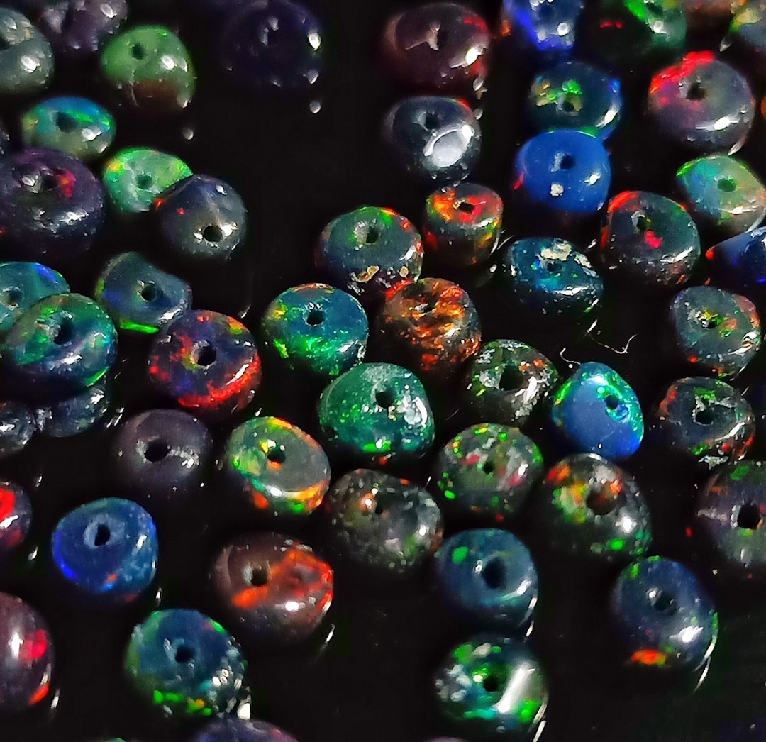 100 Pcs Black Opal Beads, Loose Black Opal Beads , Opal Necklace ...