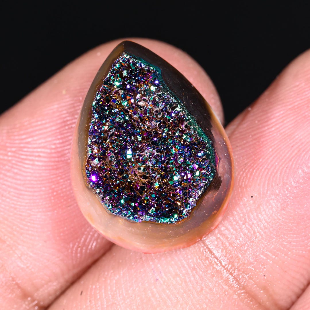 Rainbow Mica Druzy Cabochon: Pear Shape Loose Gemstone (20x15x7 MM) - Etsy