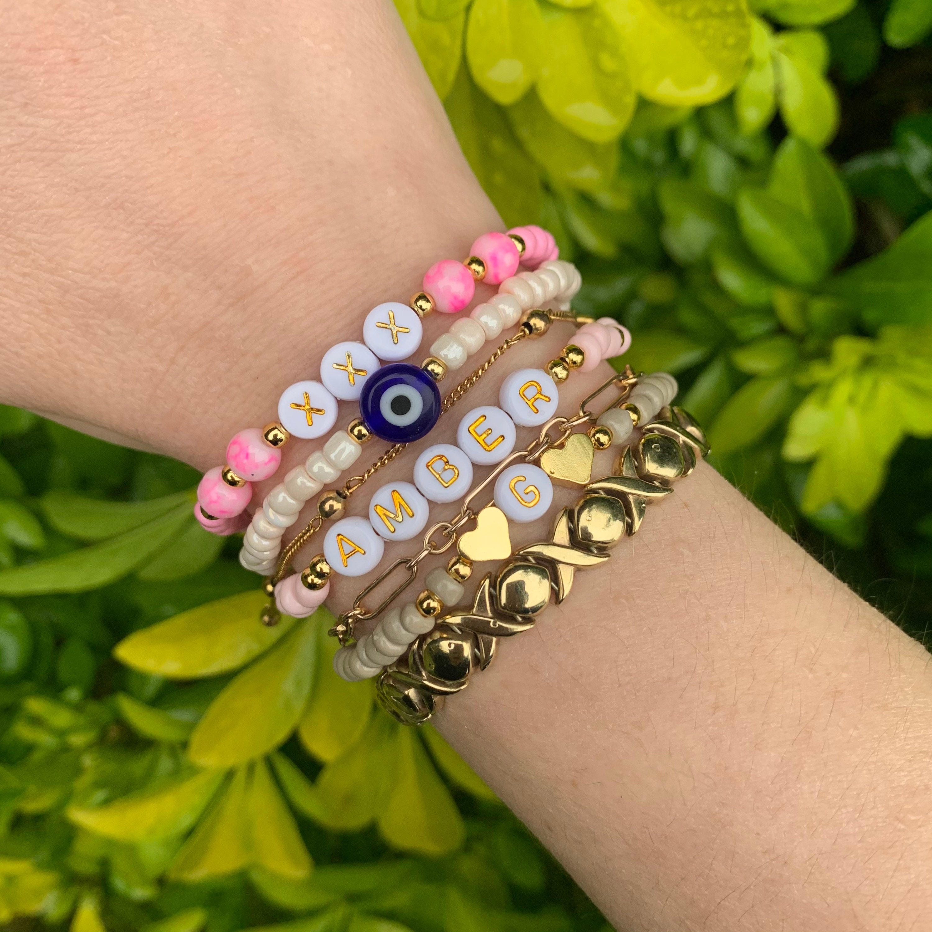 Gold Letter Beaded Bracelets Perfect for Valentines Day - Etsy UK