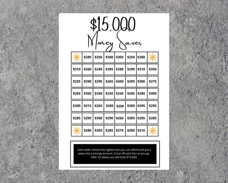 Printable Yearly Saving Tracker 15,000 - Etsy