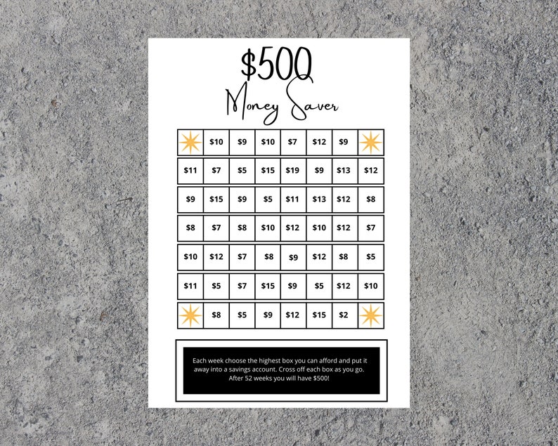 Printable Yearly Saving Tracker 500 - Etsy